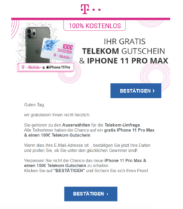 E-Mails im Namen von T-Online/Deutsche Telekom führen in Abofalle