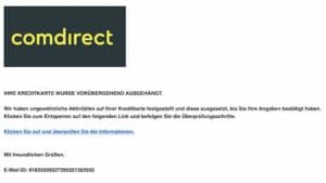 Comdirect Phishing: E-Mail Wichtige Meldung zum Onlinebanking ist Spam